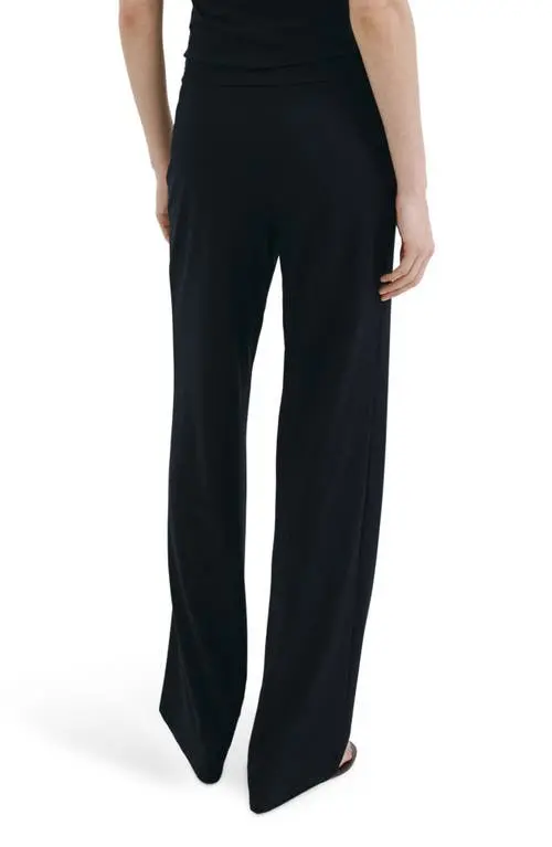 Mango Wide Leg Pants - Navy