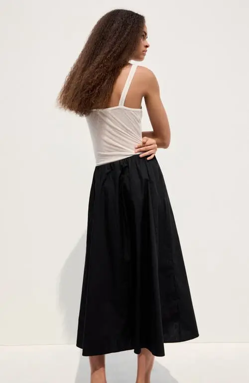 Mango Flared Cotton Midi Skirt - Black