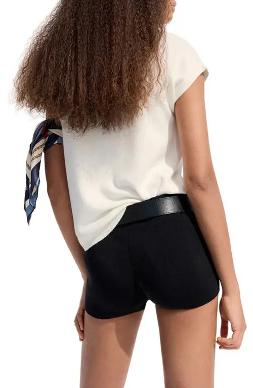 Mango Short Sleeve Cotton Blend Sweater - Ecru