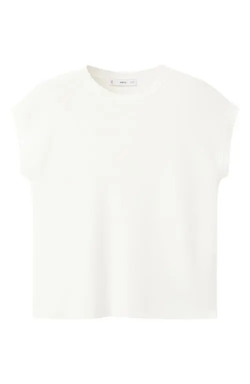 Mango Short Sleeve Cotton Blend Sweater - Ecru