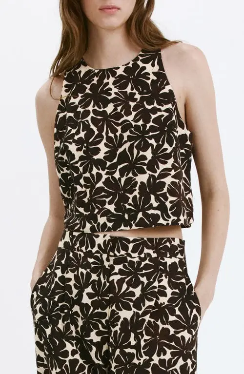 Mango Floral Crop Tank - Ecru