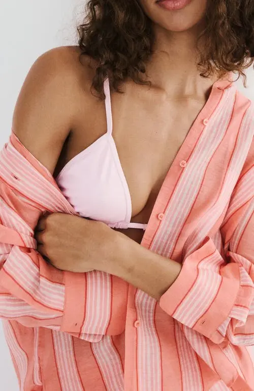 Mango Striped Button-up Shirt In Lyocell-blend
