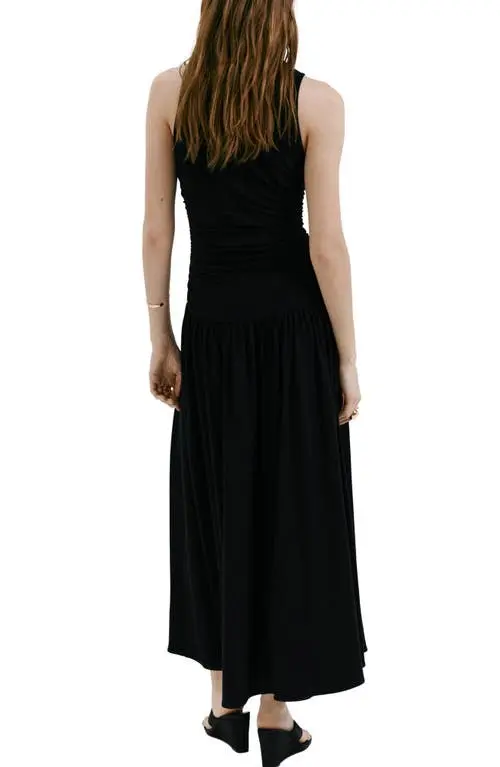 Mango Ruched Sleeveless Maxi Dress