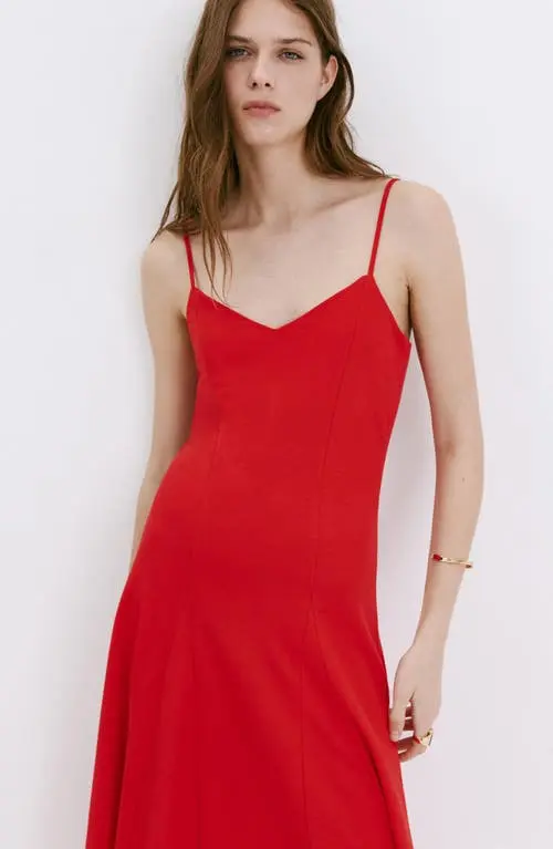 Mango Sleeveless Polka Dot Maxi Dress - Red