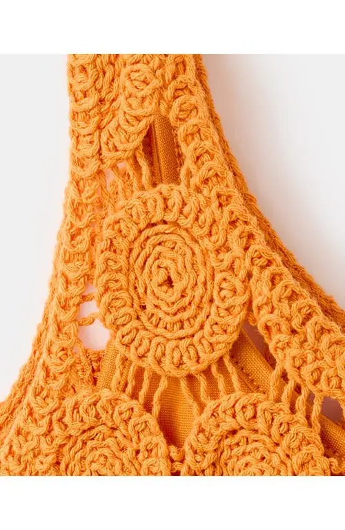 Mango Crochet Cotton Blend Mini Dress