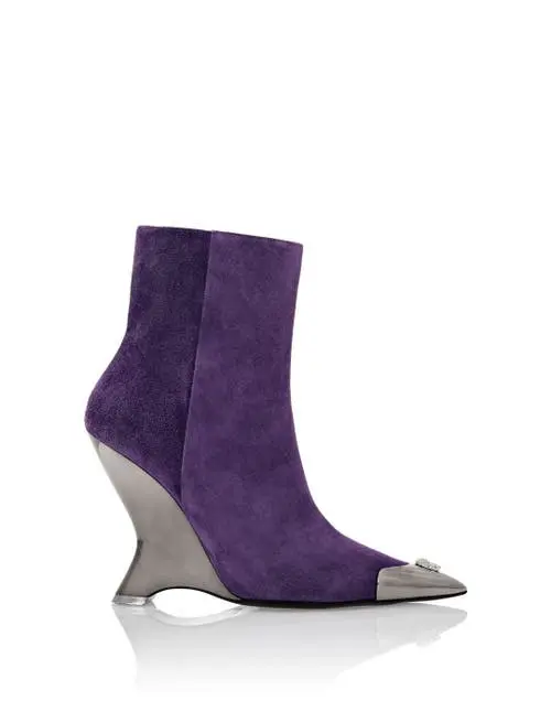 Philipp Plein Suede Wedge Ankle Boots