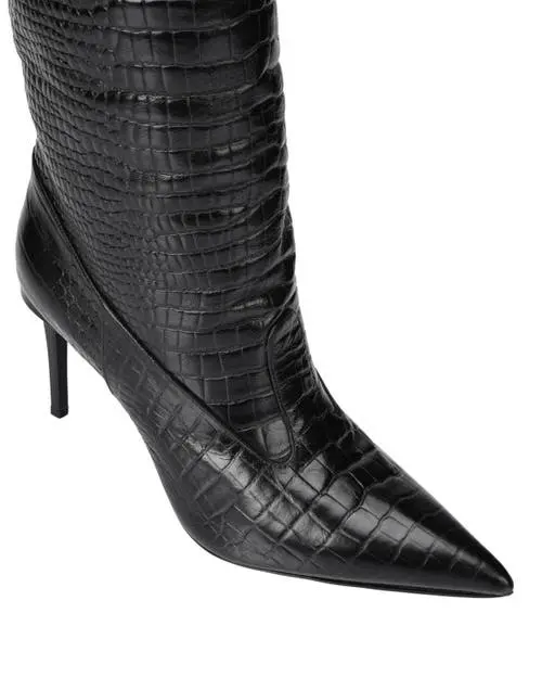 Philipp Plein High Heel Croc Effect Boots