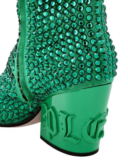 Philipp Plein Embellished Suede Mid-heel Ankle Boots