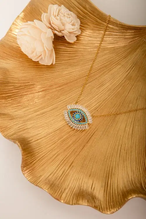 SEVEN SAINTS Evil Eye Protection Necklace - Gold