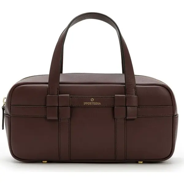 LA PORTEGNA Bibi Leather Bag With Shoulder Strap And Iconic Knots - Burgundy