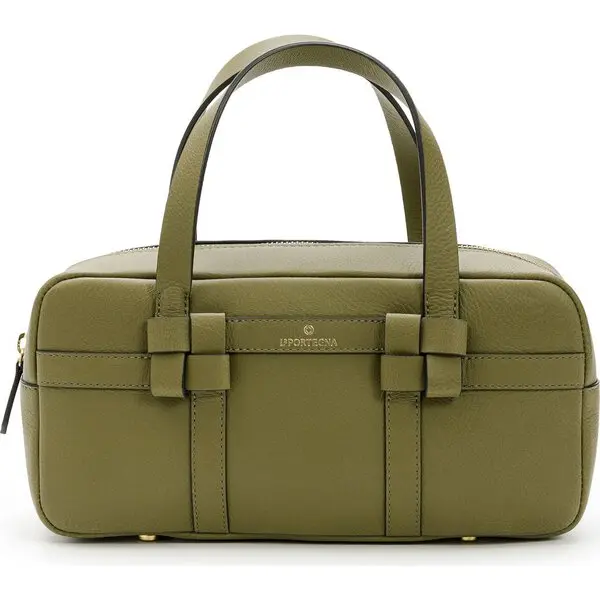 LA PORTEGNA Bibi Leather Bag With Shoulder Strap - Khaki