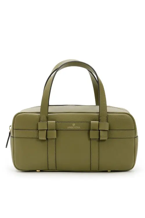 LA PORTEGNA Bibi Leather Bag With Shoulder Strap - Khaki