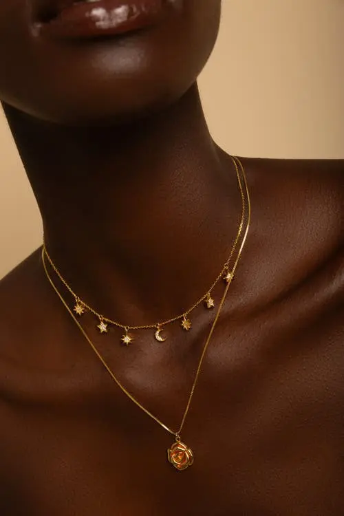 SEVEN SAINTS Moon & Stars Drop Choker Necklace