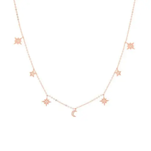 SEVEN SAINTS Moon & Stars Drop Choker Necklace - Gold