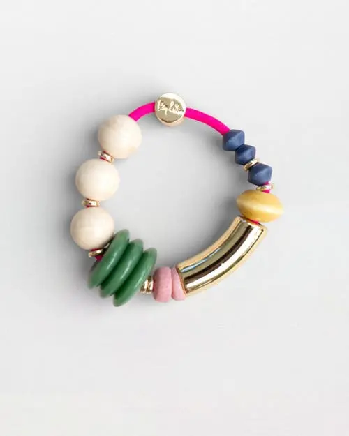 BY LILLA Guava Capsule Beaded Bracelet Hairtie - Rainbow