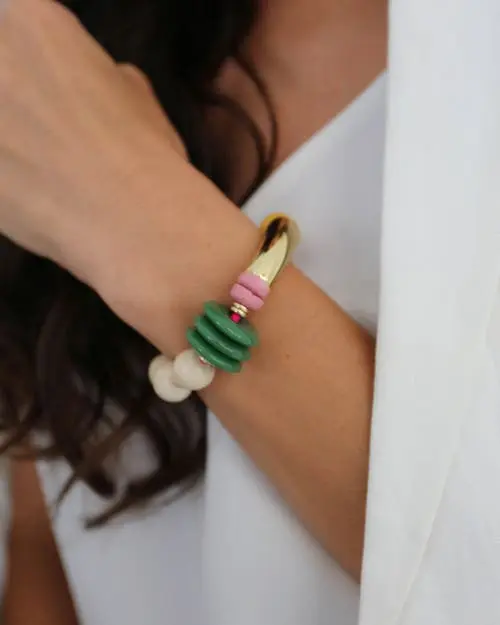 BY LILLA Guava Capsule Beaded Bracelet Hairtie