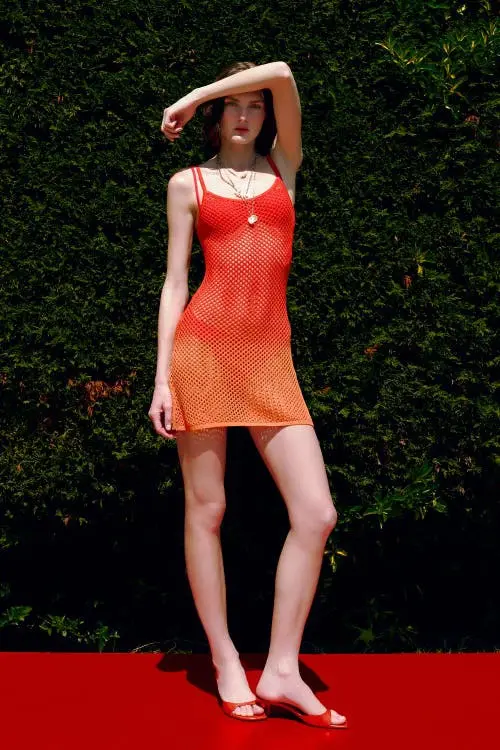 PCFG STORE Open Knit Beach Mini Dress