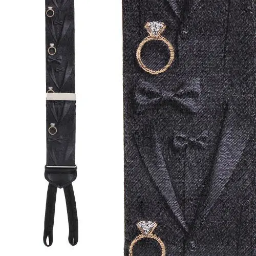 Trafalgar Will You Marry Me Silk Novelty Formal End Suspenders - Black