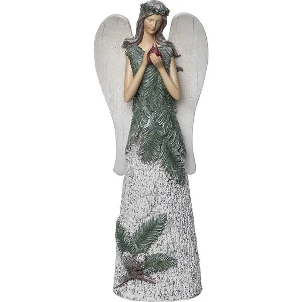 TRANSPAC Christmas Woodland Angel With Bird - Multicolored