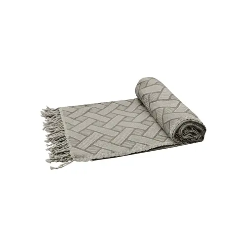 ELISABETH YORK Leighton W Fringe 100% Cotton Blanket 70" X 70