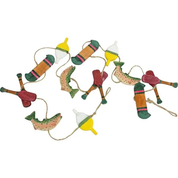 BEACHCOMBERS 49" Wood Boat And Oars Garland