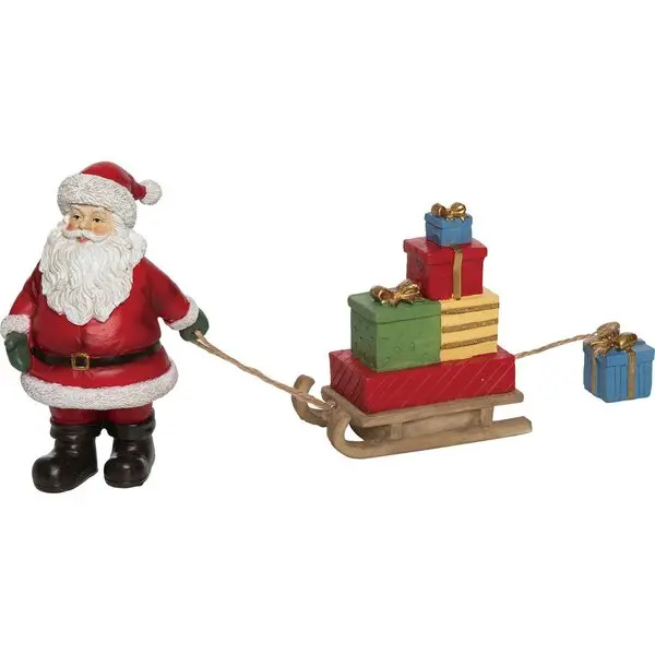 TRANSPAC Resin Christmas Santa And Sleigh Decor