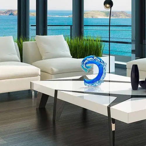 BEACHCOMBERS Rolling Ocean Waves 3d Glass Figurine 6.75