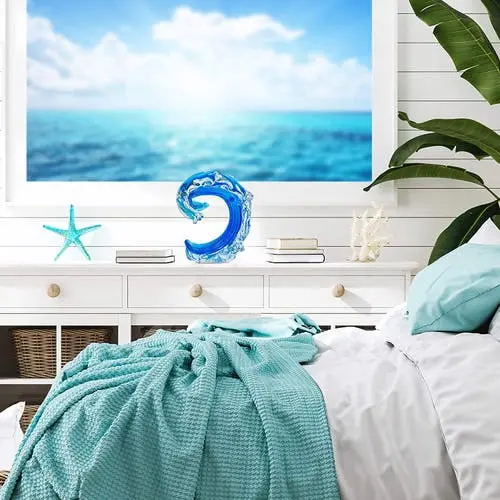 BEACHCOMBERS Rolling Ocean Waves 3d Glass Figurine 6.75