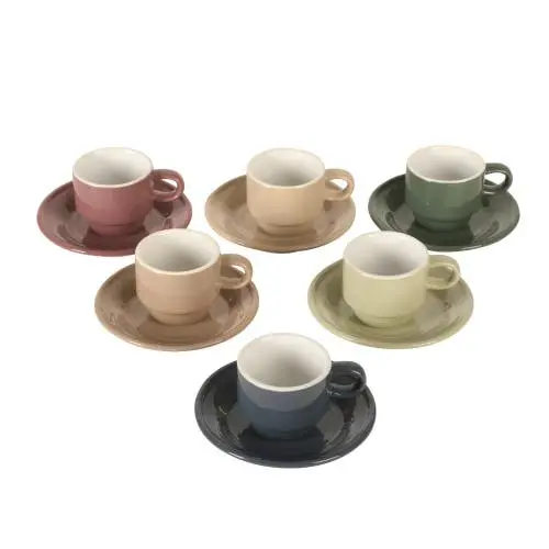 GIBSON HOME Sensations Stoneware Espresso Cup Set With Metal Rack