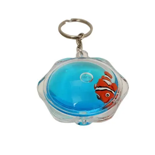BEACHCOMBERS 2" Plastic Liquid Round Fish Keychain - Blue