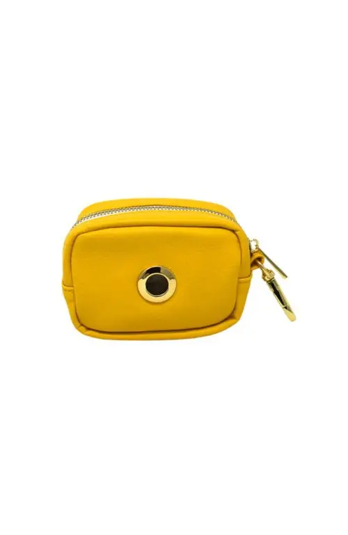 PINK PAPYRUS Vegan Leather Dog Waste Bag And Treat Pouch With Gold Tone Hardware