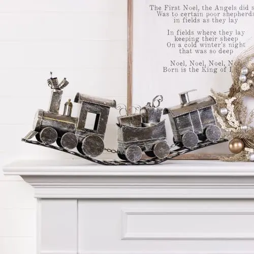 TRANSPAC Bronze Christmas Festive Metal Train