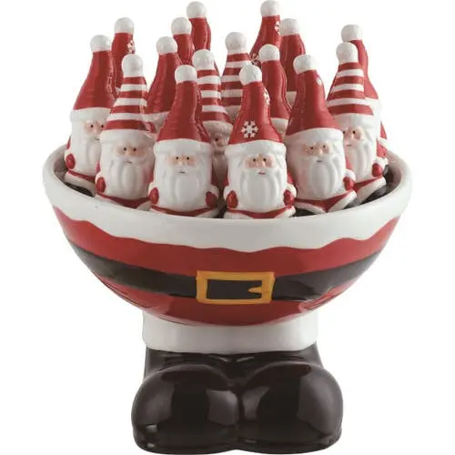 TRANSPAC Christmas Santa Salt And Pepper Shakers Set - Multicolored