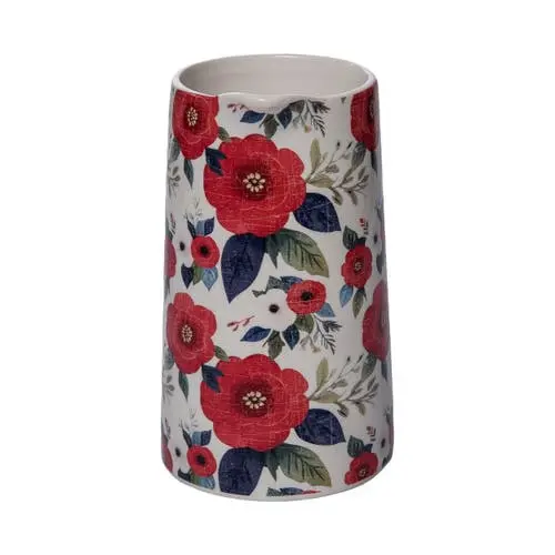 TRANSPAC Ceramic Beverage Pitcher Floral