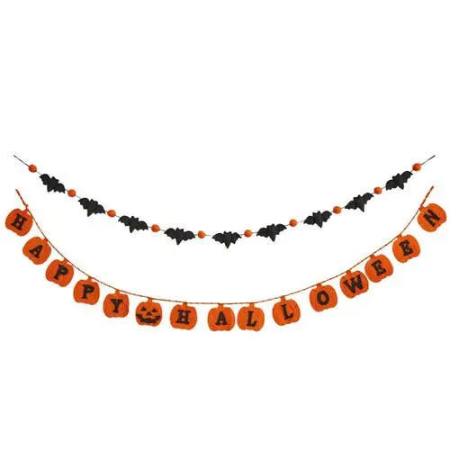 TAG Halloween Bat Orange Pumpkin Wool Felt Garland