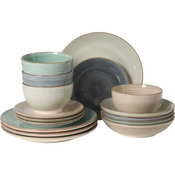 GIBSON HOME Stonebury 16-piece Handpainted Stoneware Dinnerware Set - Multicolors