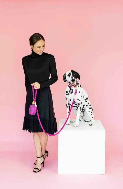 PINK PAPYRUS Quilted Vegan Leather Waste And Treat Pouch With Gold Tone Hardware
