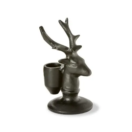 TAG Reindeer Taper Holder Aluminum Candle Sculpture Christmas - Black