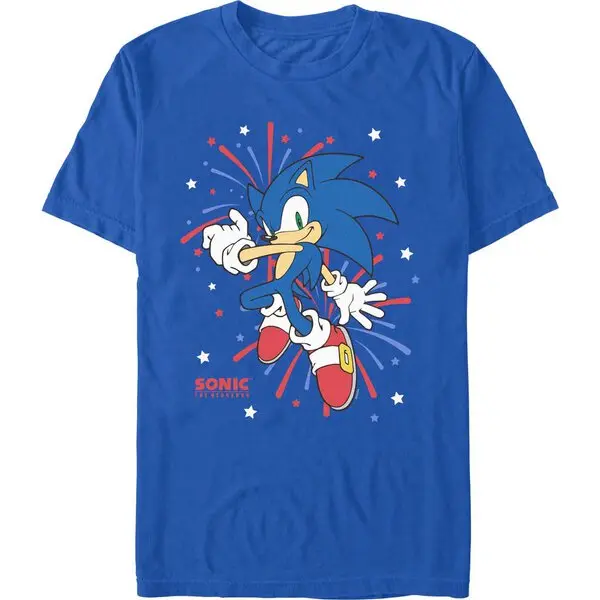 SONIC THE HEDGEHOG 4th Of July Fireworks Short Sleeve Graphic T-shirt - Royal Blue