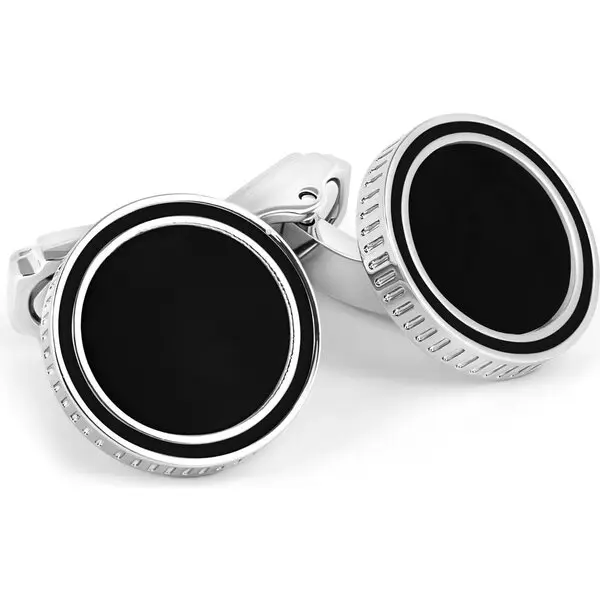 THOMPSON OF LONDON Thompson Tambor Onyx Cuff Link & Stud Set - Black