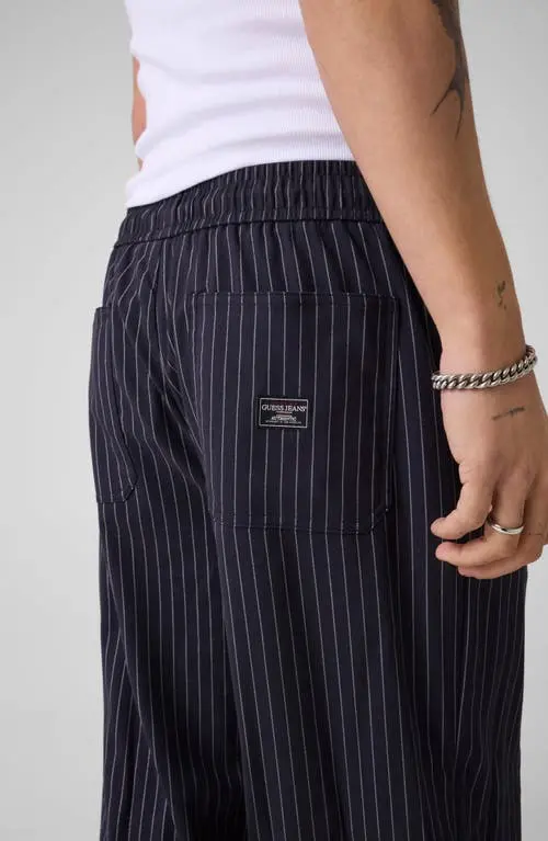 Guess Pinstripe Elastic Waist Straight Leg Pants