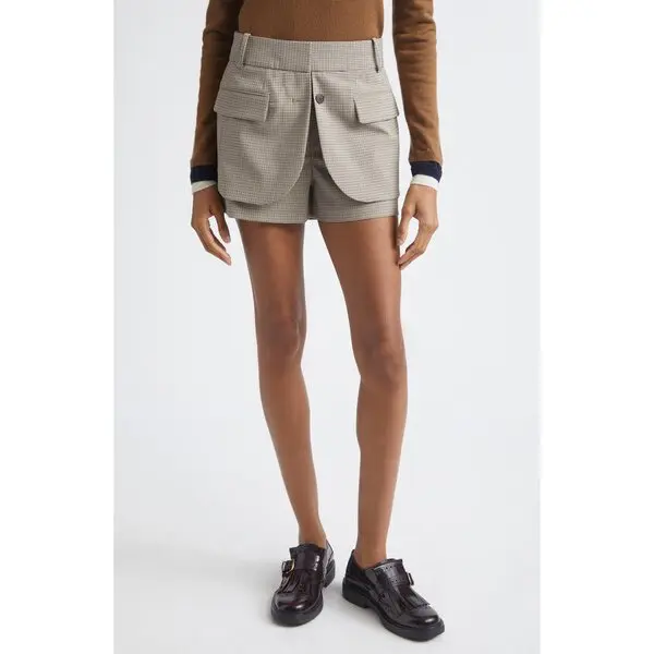 Monse Check Jacket Hem Shorts - Brown Multi