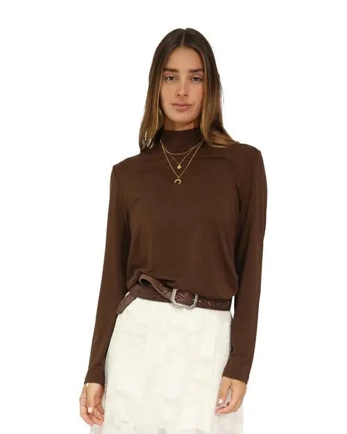 BELLE & BLOOM Easy Love Long Sleeve Top - Dark Brown