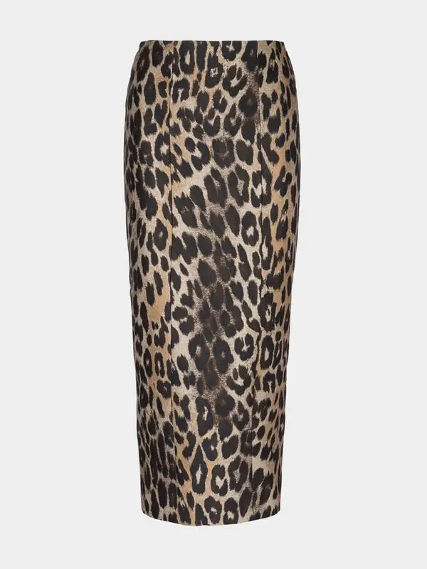 Balmain Leopard Jacquard Pencil Skirt - Brown