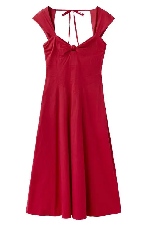 Mango Open Back Cotton Blend Midi Dress