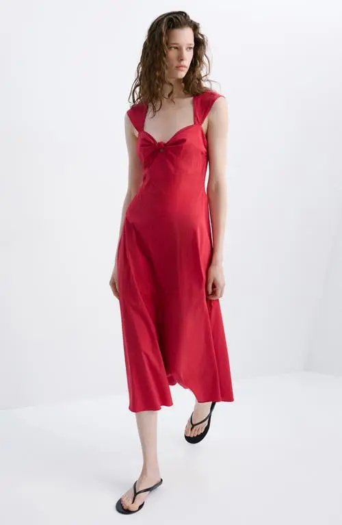 Mango Open Back Cotton Blend Midi Dress