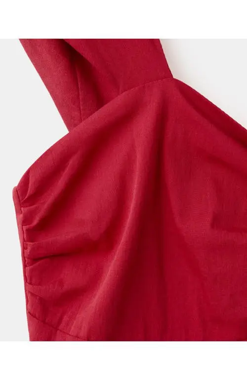 Mango Open Back Cotton Blend Midi Dress