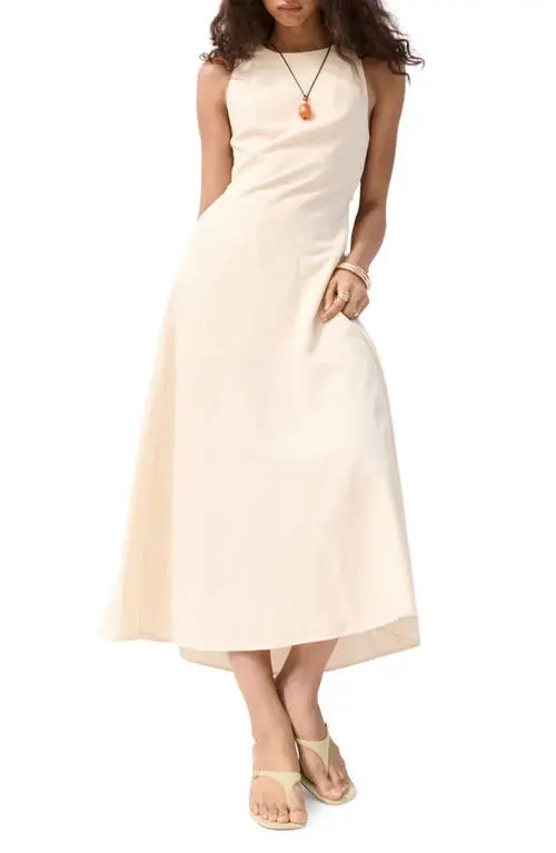 Mango Back Cutout Linen Blend A-line Dress