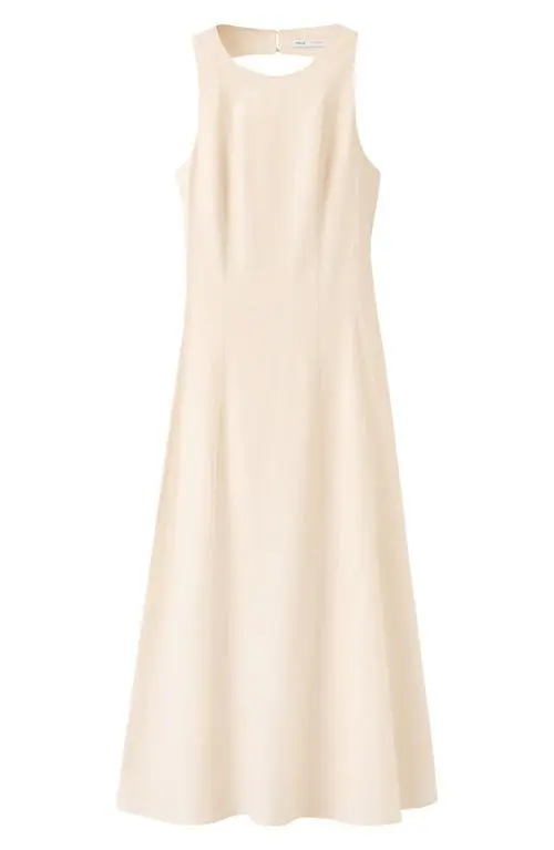 Mango Back Cutout Linen Blend A-line Dress