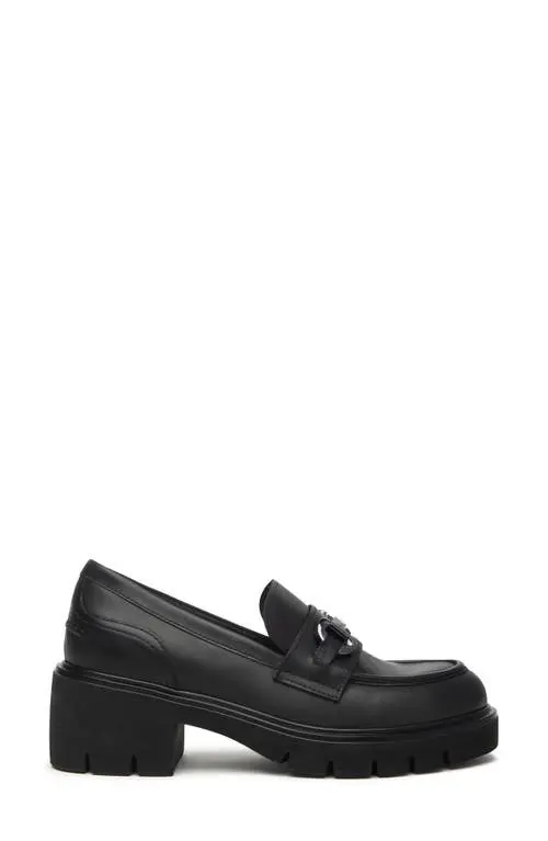 NEROGIARDINI Lug Sole Loafer With Polished Bit Hardware - Black